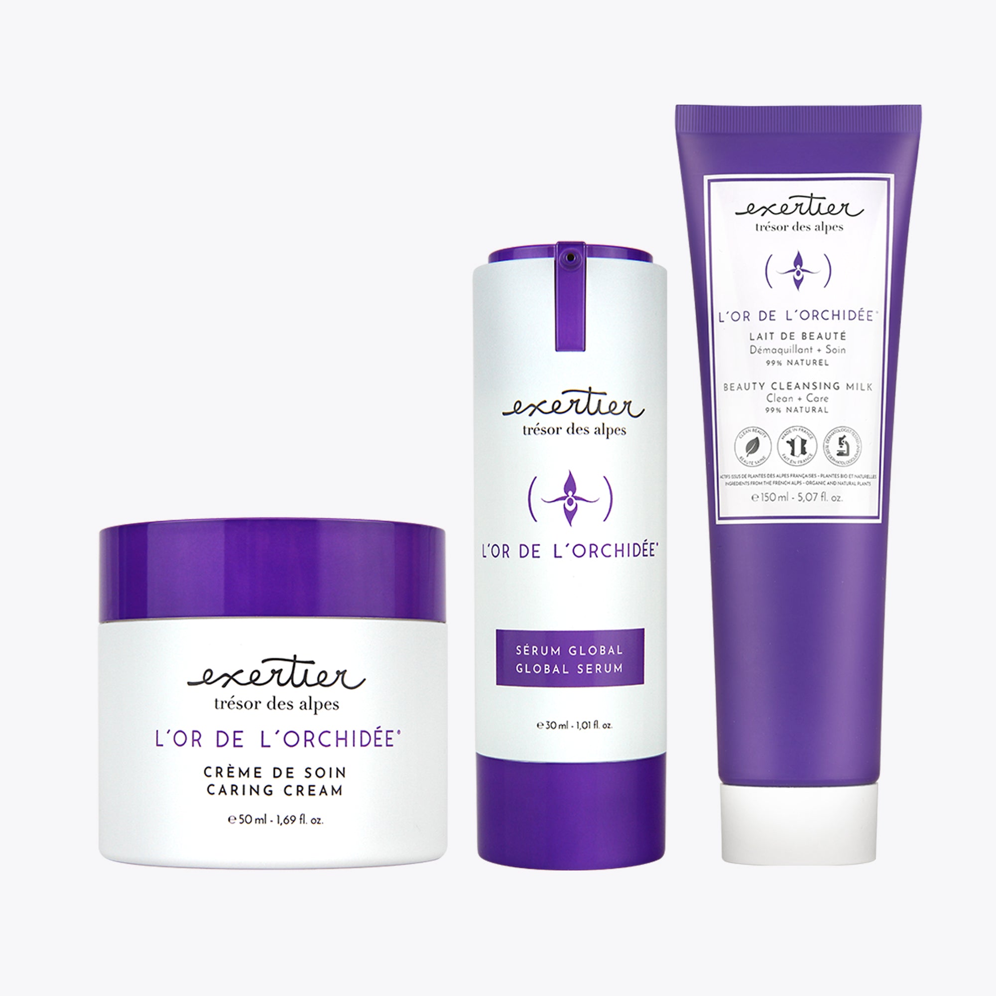 French Aging routine kit | orchid serum & cream cleanser - Exertier
